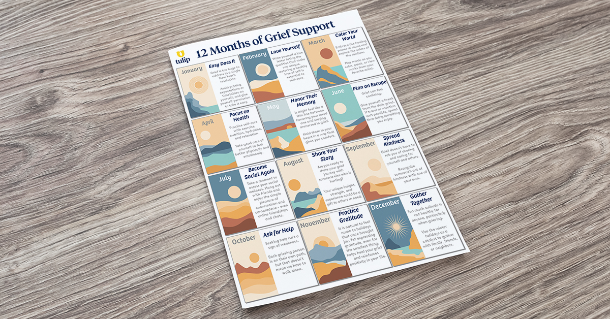 Tulip’s 12-month Grief Support Calendar